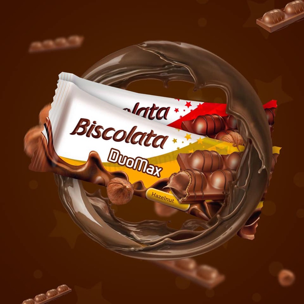 Turkey Biscolata DuoMax 2 Bars 44G x12 Pcs Chocolate Bar Milky Hazelnut ...