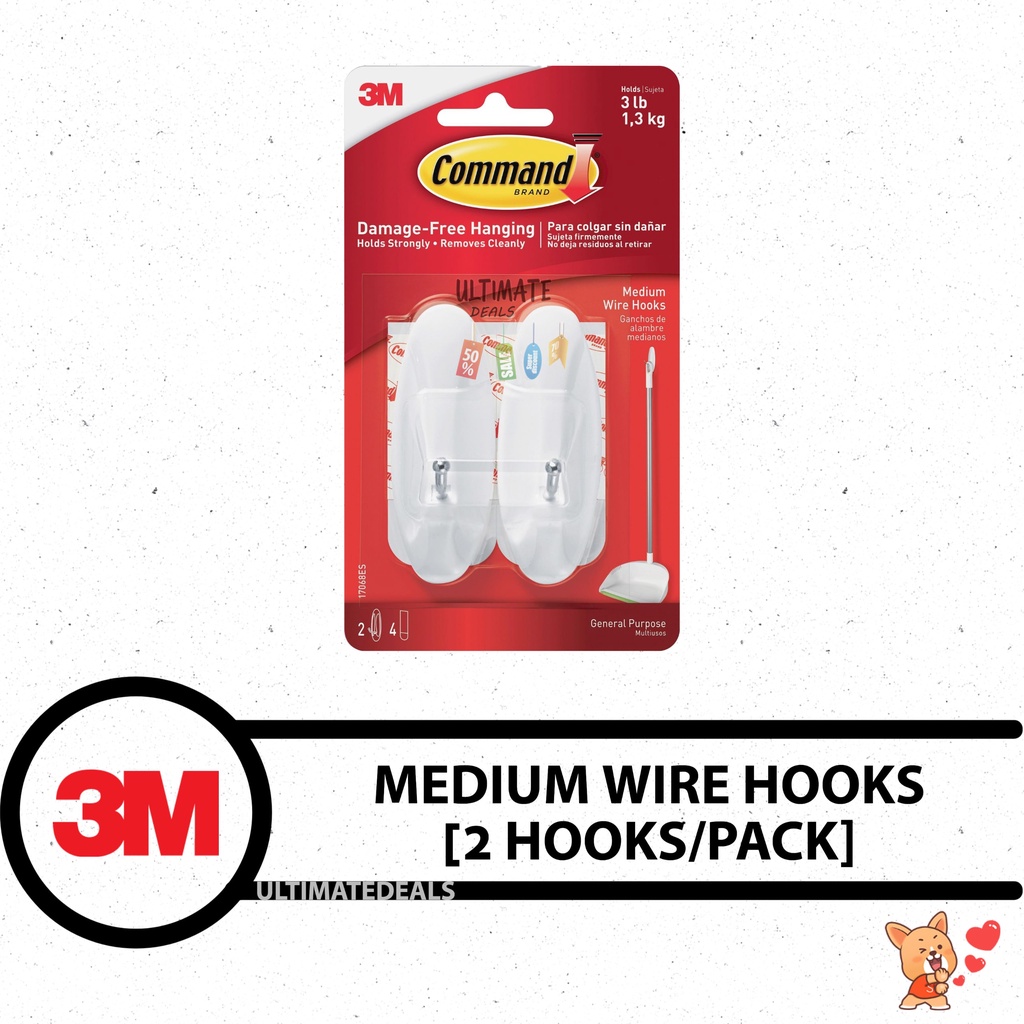 3M Command™ 17068 Medium Wire Hooks (2 Hooks 4 Medium Strips) | Shopee Singapore