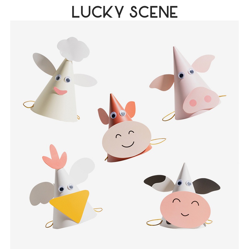 Birthday Hat Cartoon Animal Paper Cute Children DIY Birthday Party Hat ...