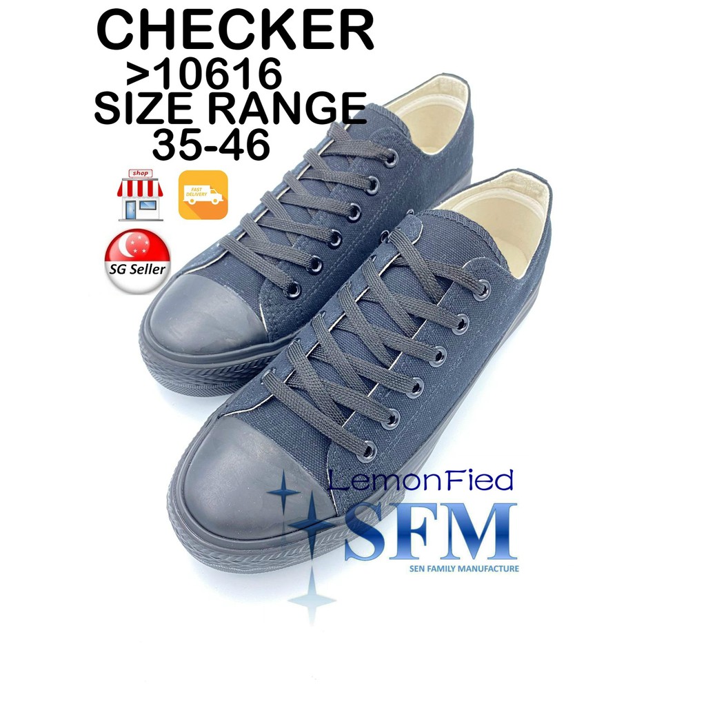 School Shoes Black Checker 10616 Shoe Size 35 - 46 Sneaker Canvas SG ...