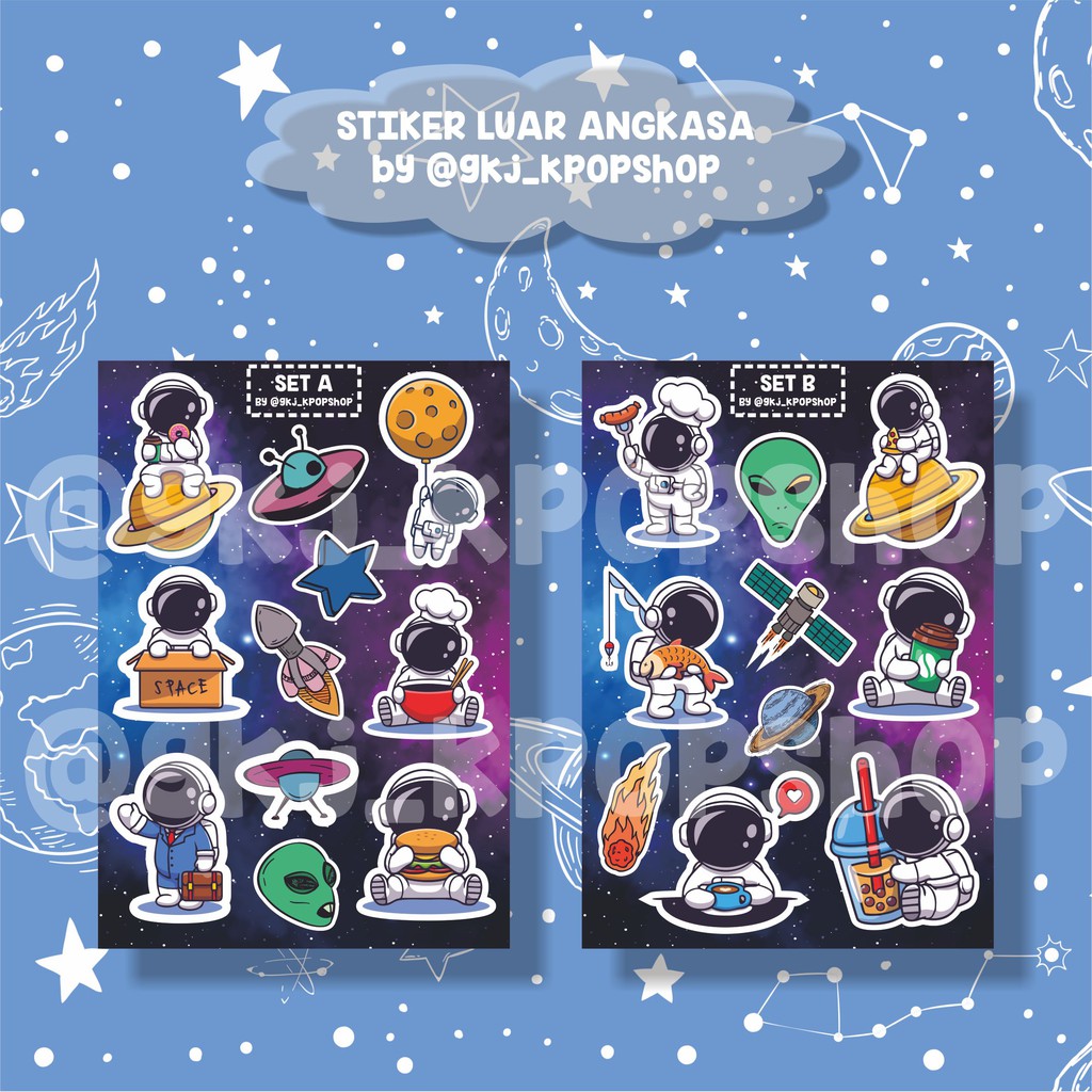 (Outer Space ALIEN SPACE Astronaut) GLOSSY AESTHETIC PACK Sticker ...