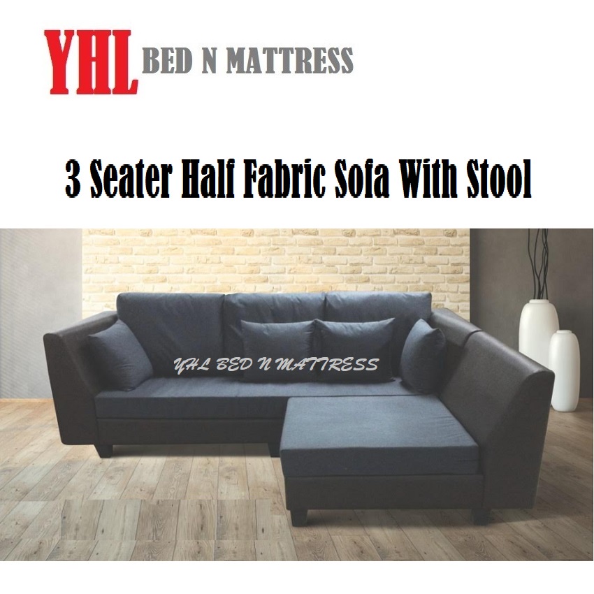 YHL Modular Half Fabric 3 Seater Sofa With Stool (Available To Change ...