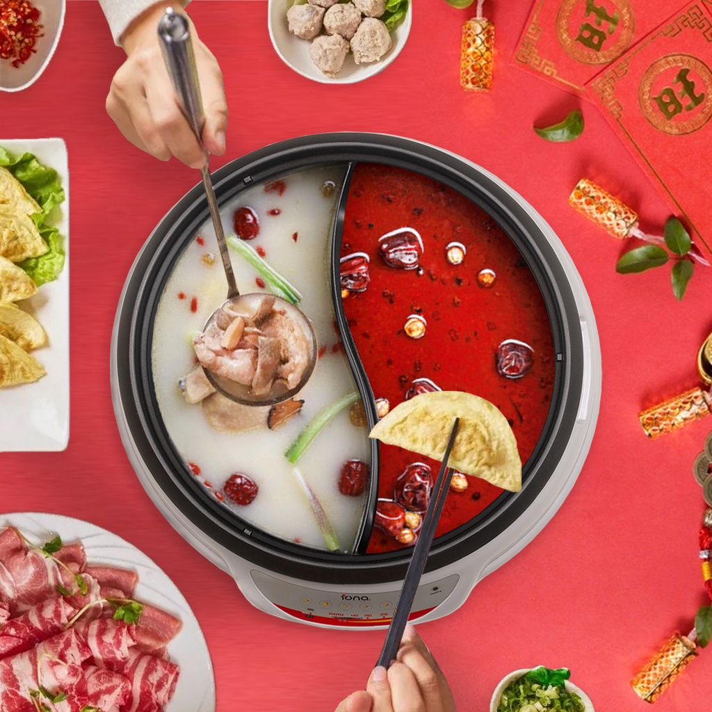 IONA 5L Dual Steamboat Pot Yuan Yang Hotpot Electric Cooker 鸳鸯火鍋 ...