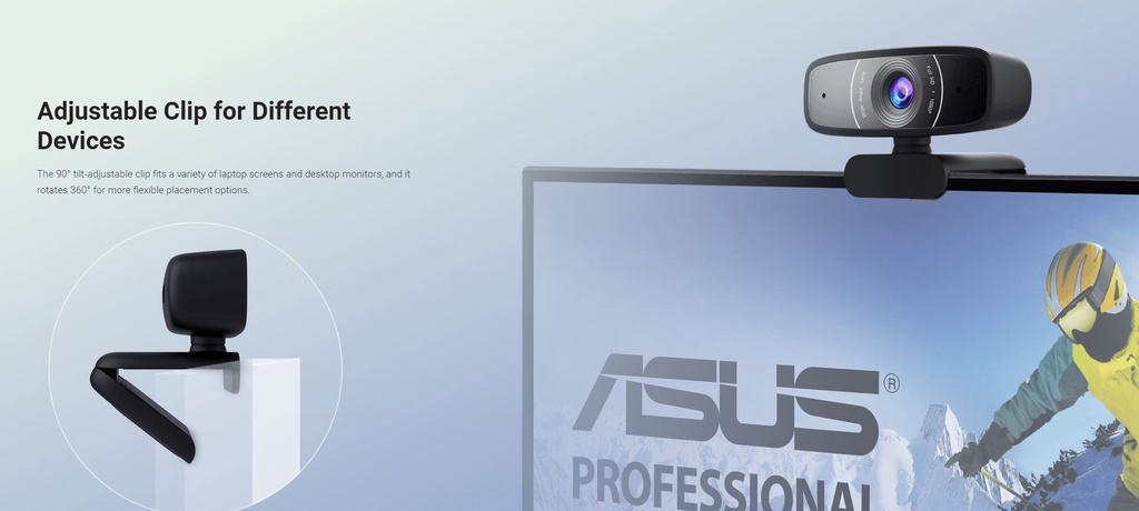 ASUS Webcam C3 USB camera w 1080p 30 fps recording, beamforming ...