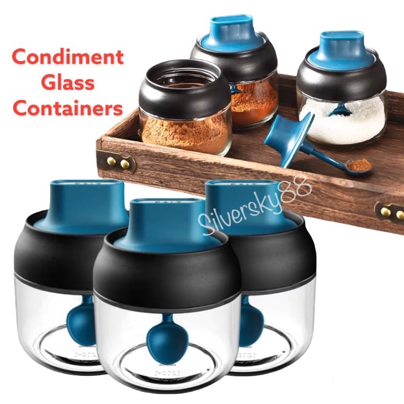 Condiments Glass bottles seasoning spices condiment storage container ...