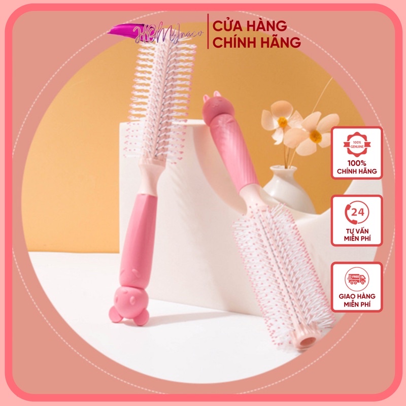 Round hair styling comb - Roller comb with massage spikes and pastel ...