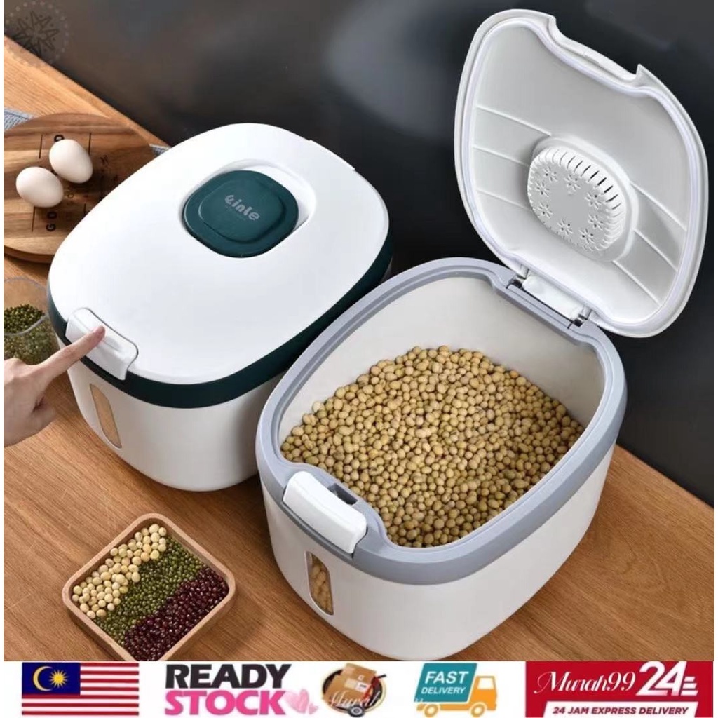 MURAH99 Bekas Beras 10KG Moden Storage Rice Container Storage Rice Box ...