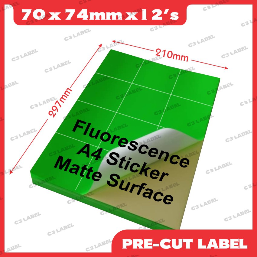 A4 Sticker / A4 Pre-cut Color Sticker / A4 Flouresence Sticker 10 ...