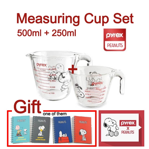 CORELLE PYREX SNOOPY Measuring Cup 250ml 500ml 1000ml + Gift (snoopy ...