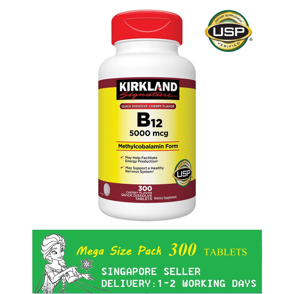 Kirkland Signature Quick Dissolve B-12 5000 mcg., 300 Tablets(Exp:08/ ...