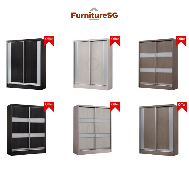 (FurnitureSG) 5 Feet Sliding Door Wardrobe | Shopee Singapore