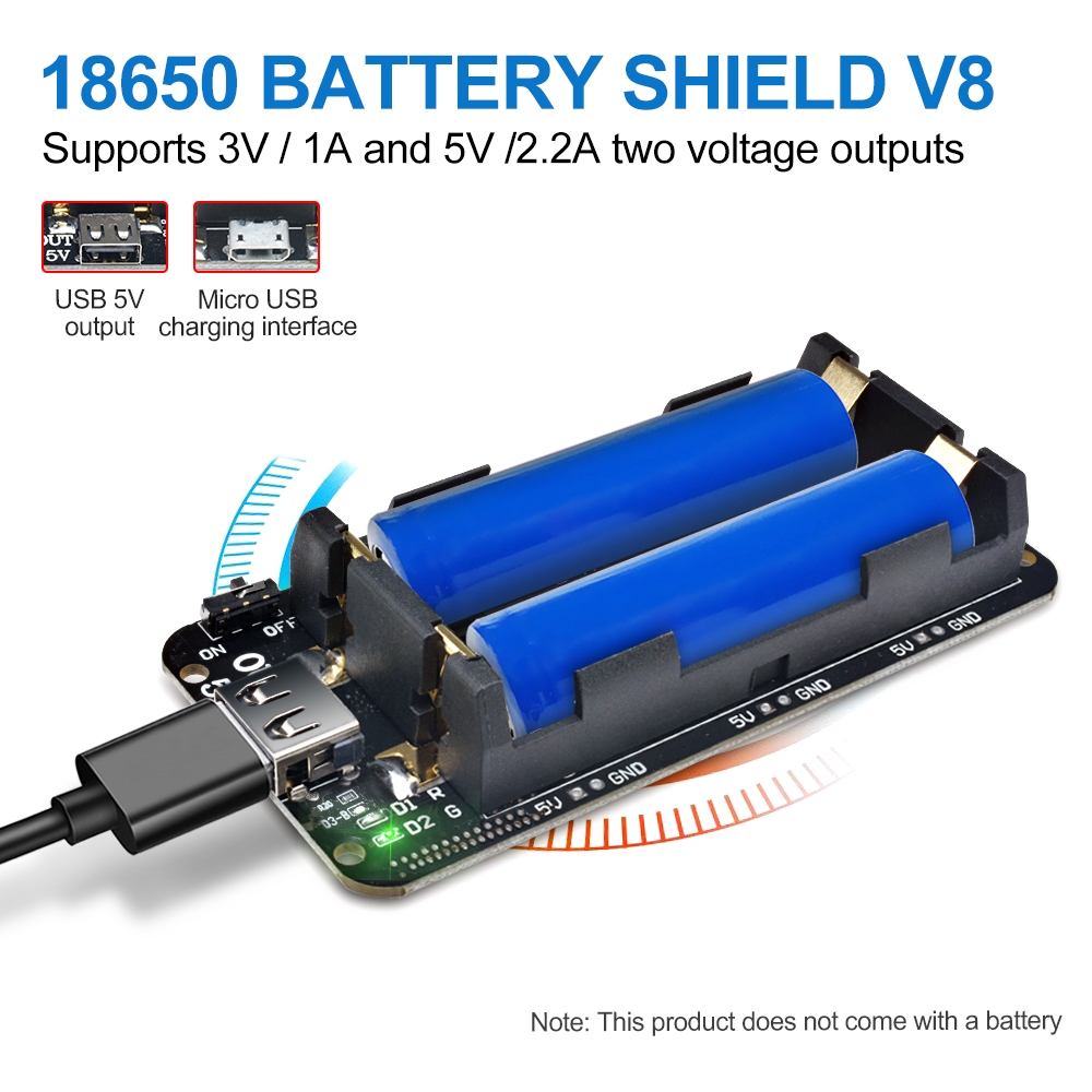 5V/3A 3V/1A 18650 Battery Shield V8 Mobile Power Bank Extension Board ...