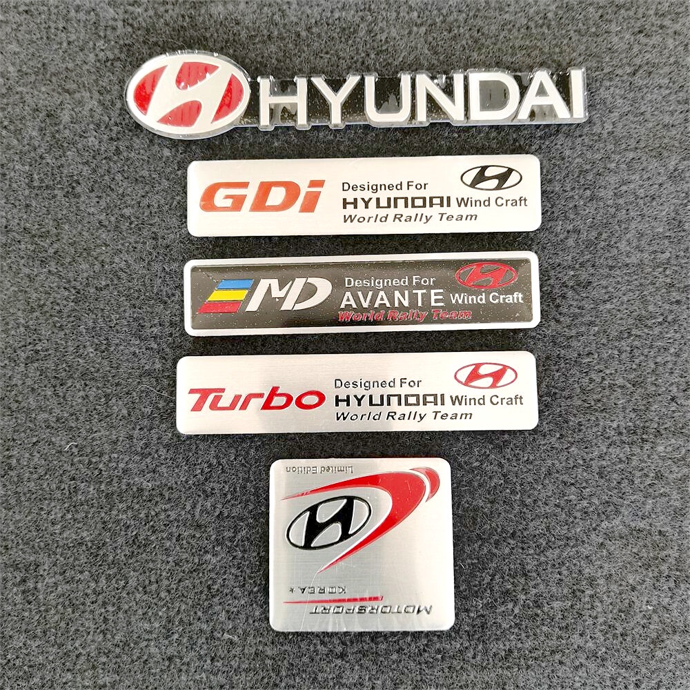 Hyundai 3D Metal Modifying Labels Letters Digital Emblem Car Stickers ...
