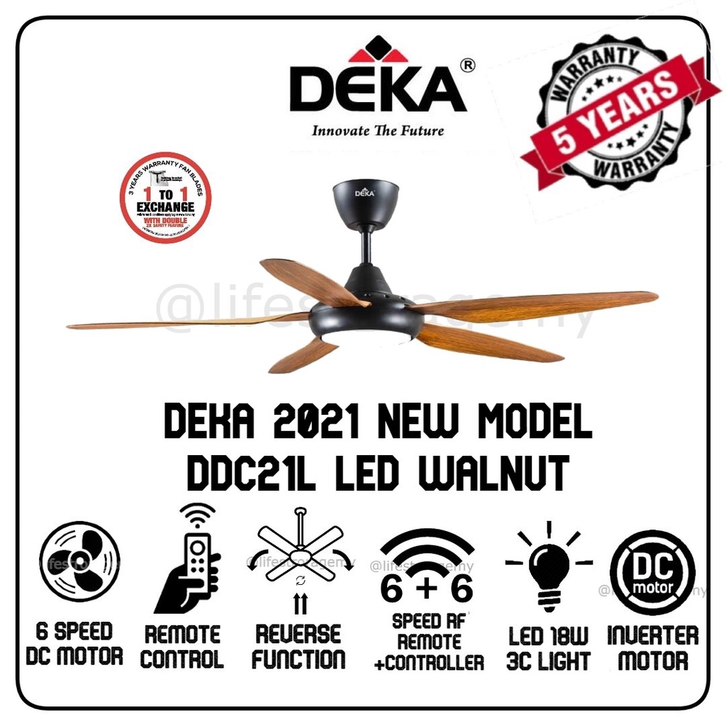 [ 2021 NEW MODEL ]DEKA DDC21L LED 56" DECORATIVE CEILING FAN 6 SPEED DC ...