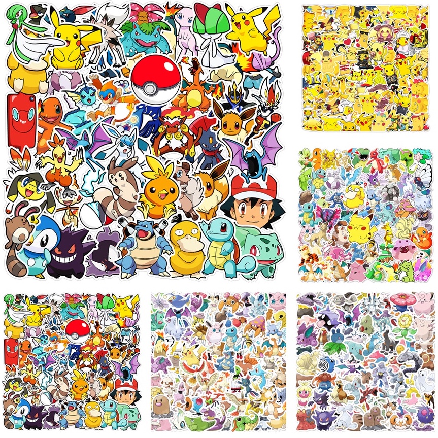 100/80/50Pcs Pokemon Kawaii Pikachu Waterproof Stickers For Skateboard ...
