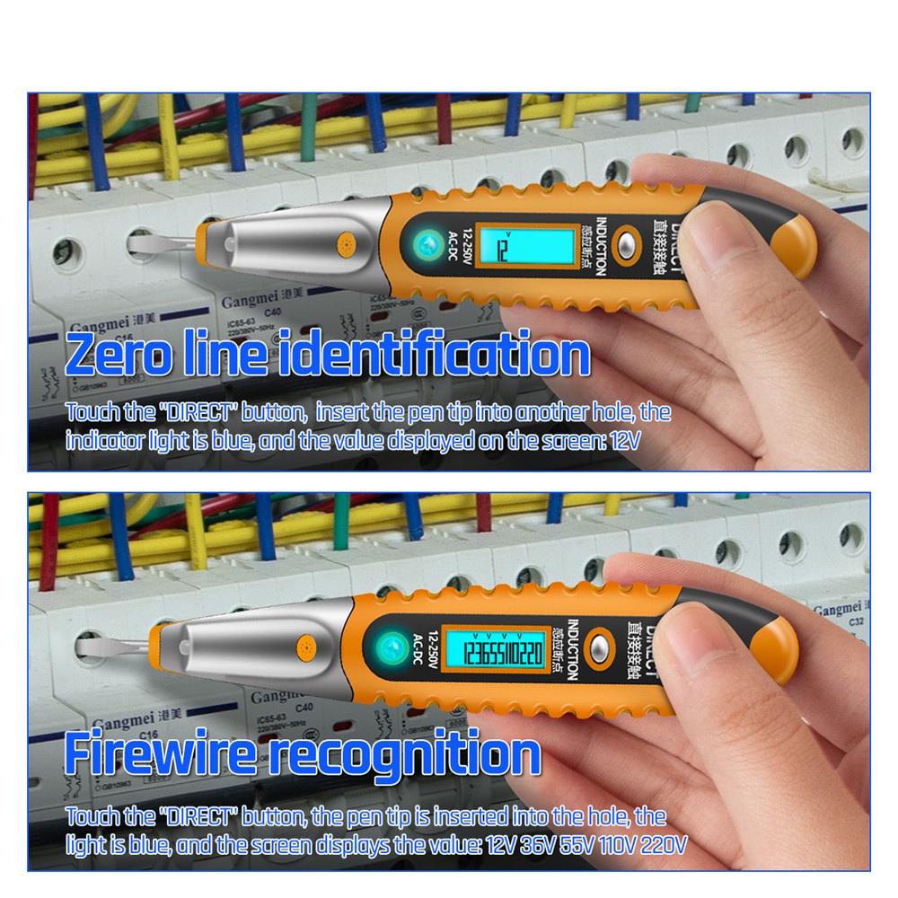 Multi Electricity Detector Tester Pen Digital Test Pencil AC DC 12-250V ...