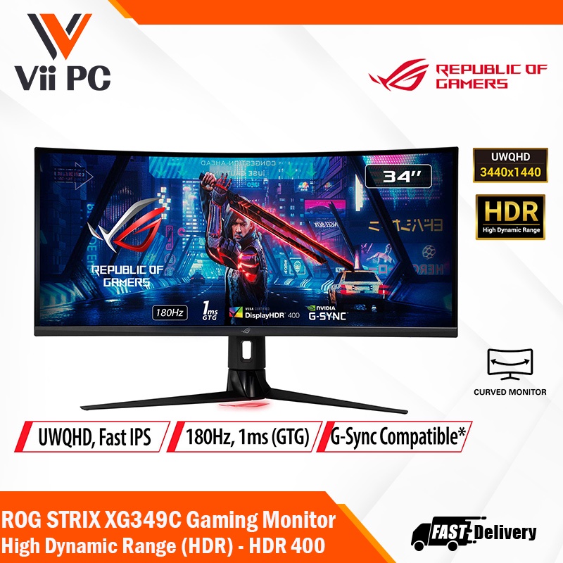 ASUS ROG Strix XG349C Ultra-wide Gaming Monitor - 34 inch UWQHD (3440 x ...