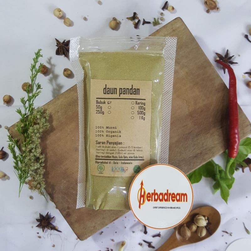 50 GRAM POWDER OF PANDAN LEAF PANDANUS AMARYLIFOLIUS SCREWPINE LEAF ...