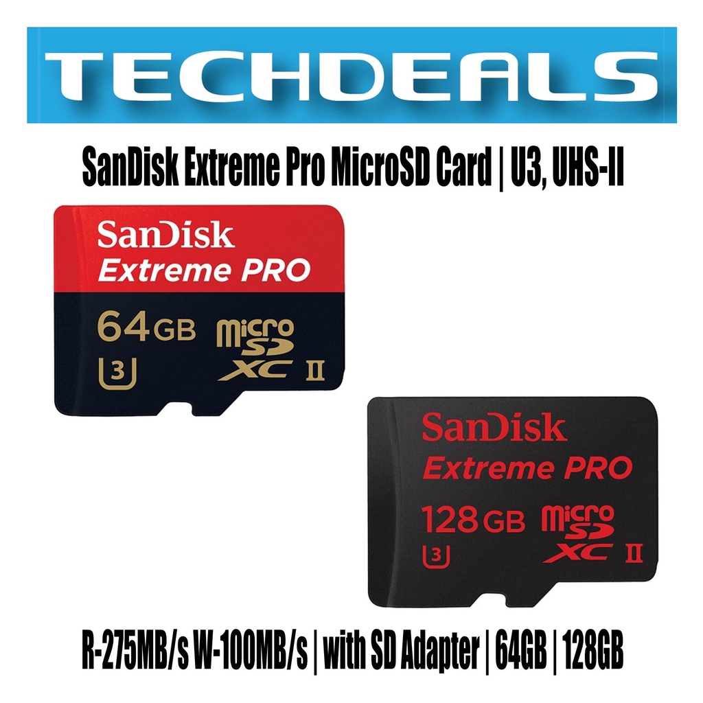 SanDisk Extreme Pro MicroSD Card | U3, UHS-II R-275MB/s W-100MB/s | with SD Adapter | 64GB ...