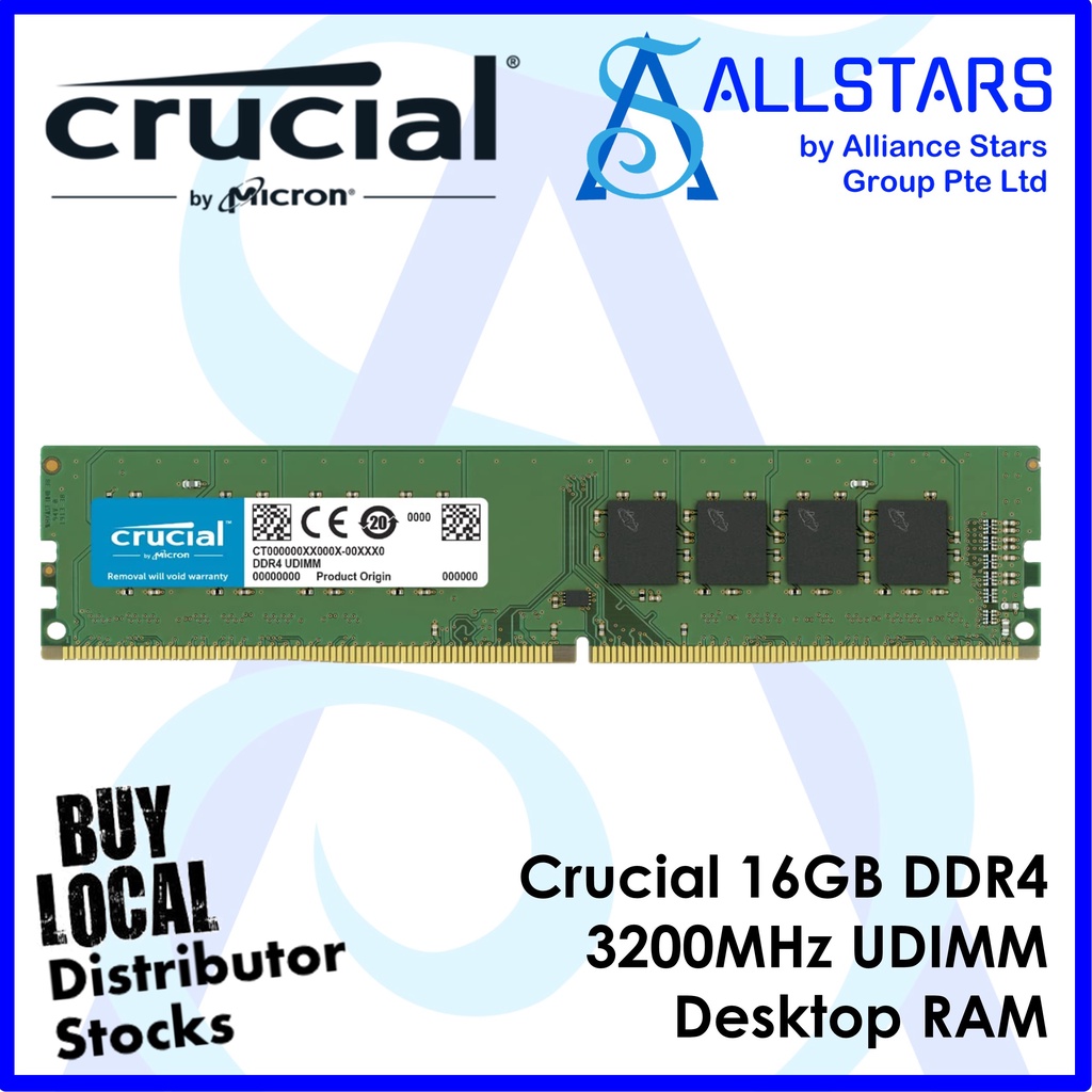 Crucial 16GB DDR4 3200MHz UDIMM / Desktop RAM (CT16G4DFRA32A) (Warranty Ltd Lifetime with ...