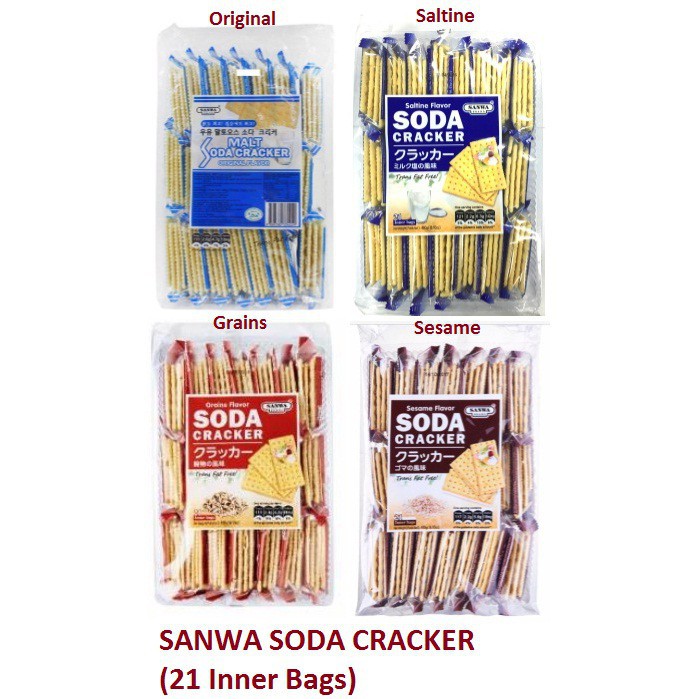 SANWA Soda Biscuits Crackers 4 Flavours 480g [21 individual packs ...