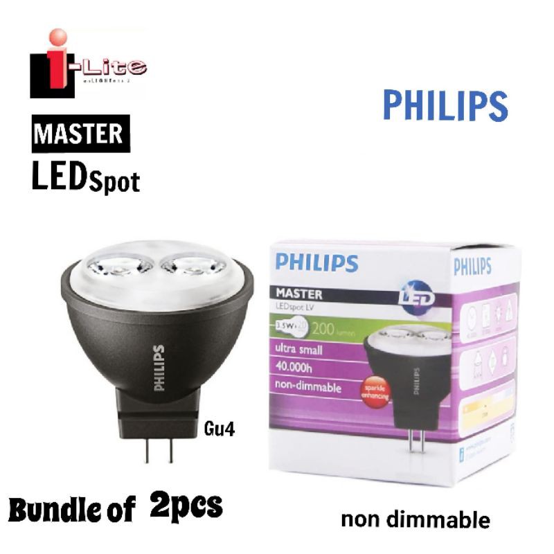 PHILIPS MASTER LED BULB [2PCS] LED MR11 3.5W WARM WHITE [2700K)] 24D ...