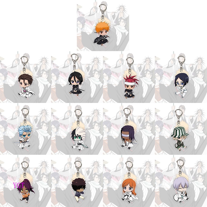 YGT Bleach anime acrylic keychain Kurosaki Ichigo Kuchiki Rukia Byakuya ...