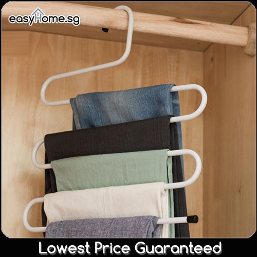 Easyhome.sg S Hangers 5 Pieces Set / Stainless Steel/ Clothing Trousers ...