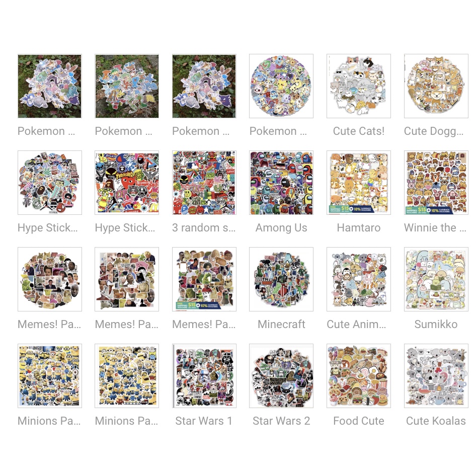 [SG Seller] CHEAPEST 15 ASSORTED STICKERS [Pokemon|Minions|StarWars ...