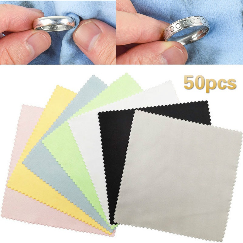 50Pcs Jewelry Cleaning Polish Cloth Metal Clean Cloth Soft Rub Wiping ...