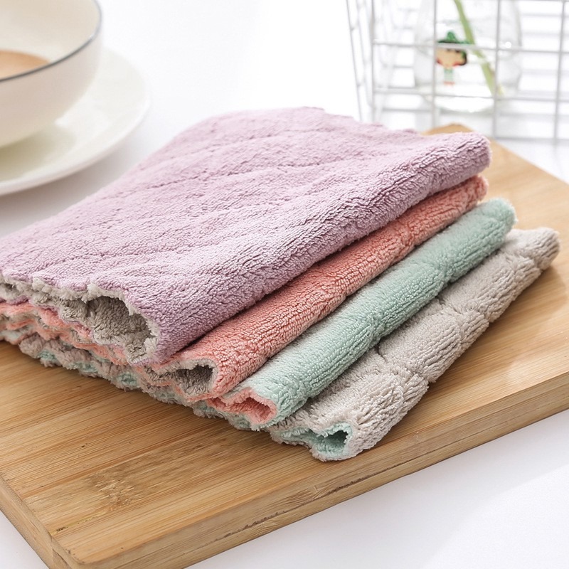 Kitchen Cleaning Solid Color Double-sided Strong Absorbent Rags Without ...