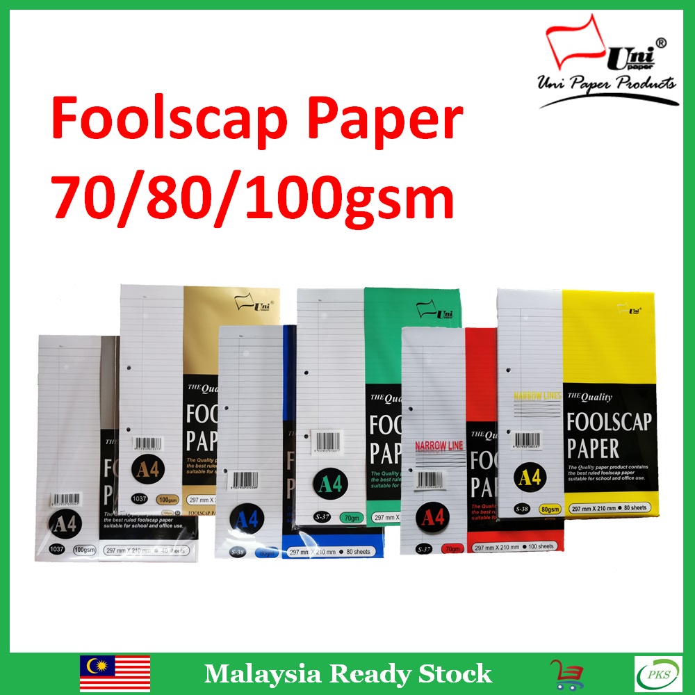Uni Paper Foolscap Paper A4 Broad/Narrow Line 70/80/100gsm Exam Sheet ...