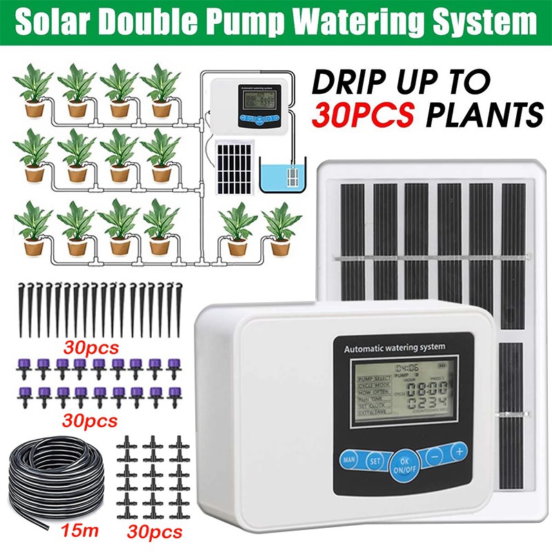 New Upgrade Garden Drip Irrigation System Double Pump Controller Timer ...