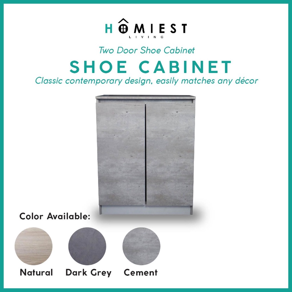 [HOMIEST] PRED 2 Door Shoe Cabinet in Natural / Dark Grey / Cement ...