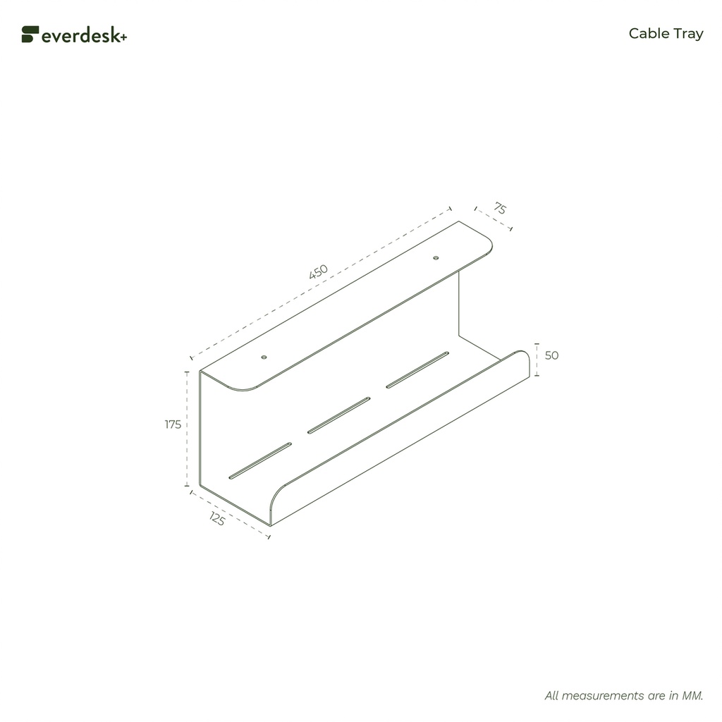EverDesk Cable Tray - Cable Management, Under Desk Wire Organizer ...