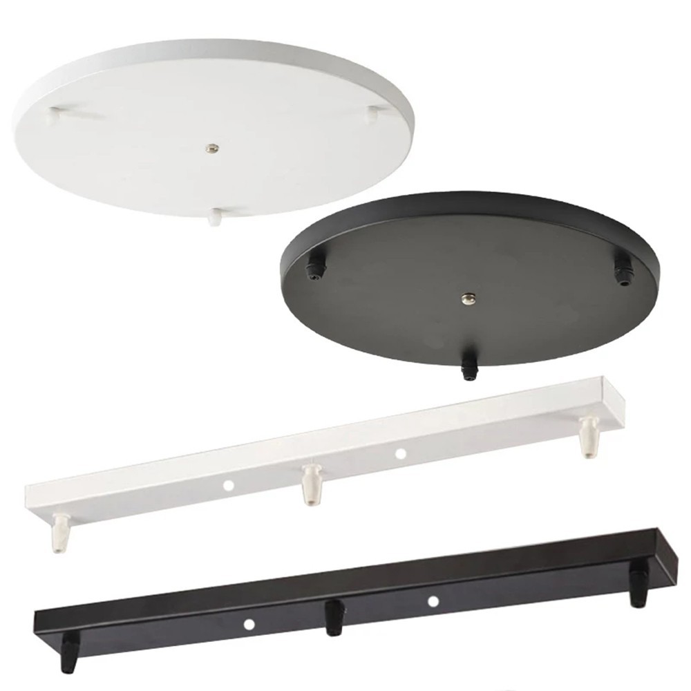 Pendant Light Ceiling Disc 3-Heads Black/White Ceiling Base Plate Long ...