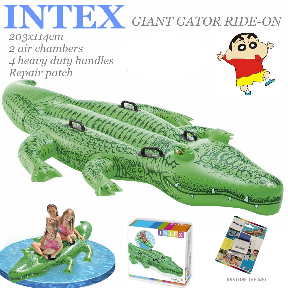 INTEX Giant Gator Rider*203x114cm*Inflatable float*Swimming Toy*Pump to ...