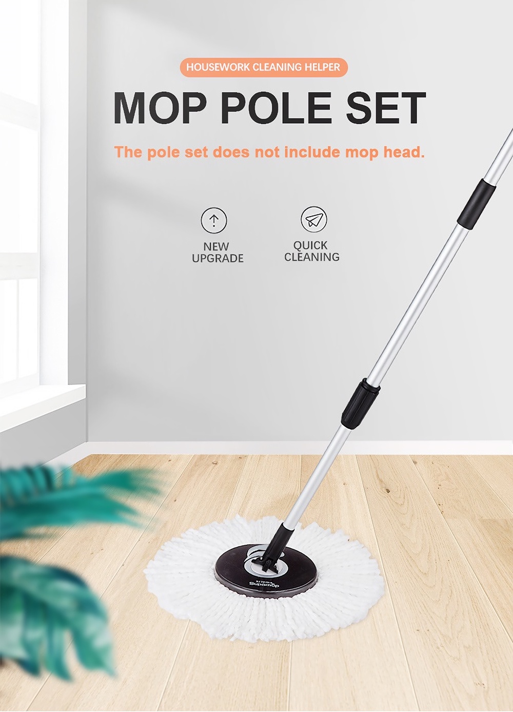 [Sweet Home] SupaMop Spin Mop Pole Set Labour Saving Mop Handle Hand ...