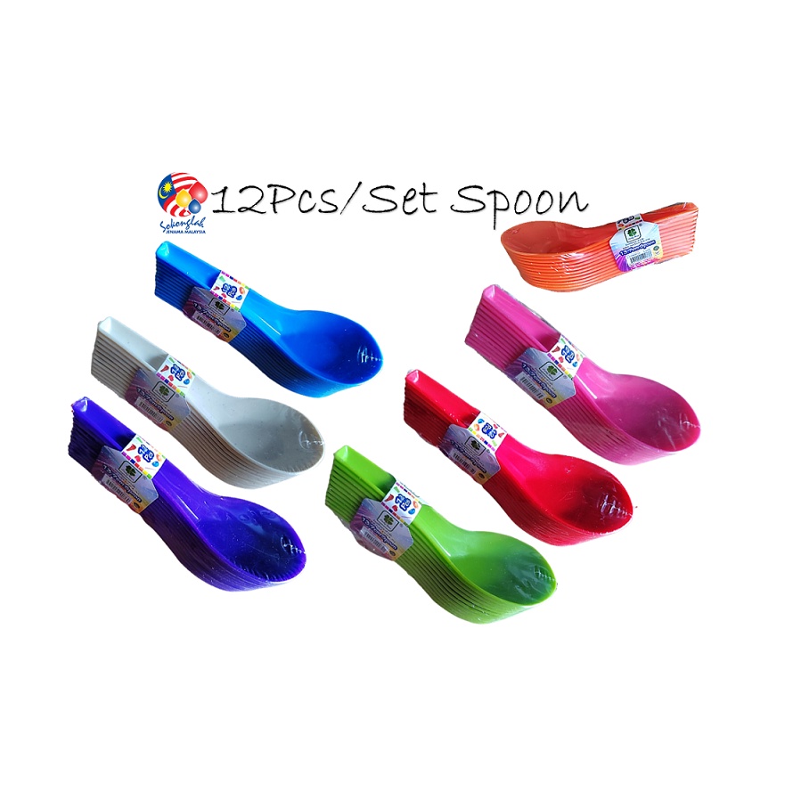Plastic Soup Spoon 12pcs/Set / Sudu Sup Plastik L-11983P | Shopee Singapore