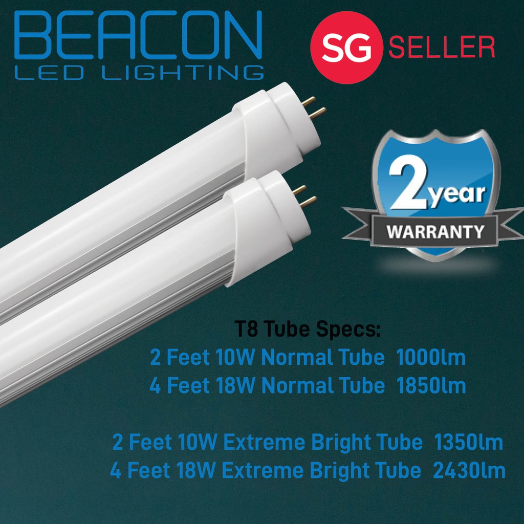 BEACON LED Batten Fitting Set (Single & Double Fitting) with T8 Tubes ...