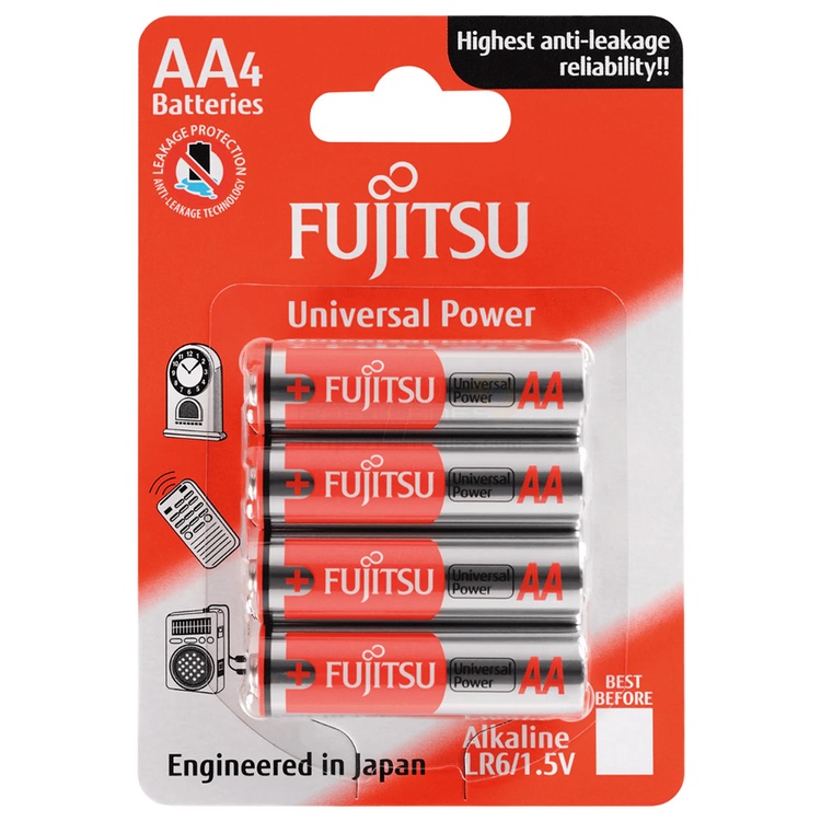 Fujitsu Universal Power AA / AAA Alkaline Anti Leak Battery [4pcs ...