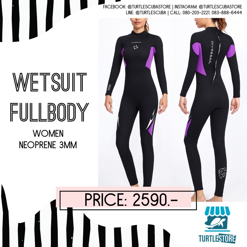 Dive Sail Wetsuit Fullbody Women Neoprene 3mm Diving Wetsuit Shopee