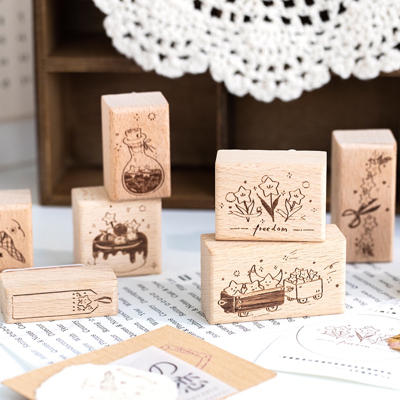 Yoofun Star River Wood Stamps Standard Rubber Kawaii Stamp Seal For DIY ...
