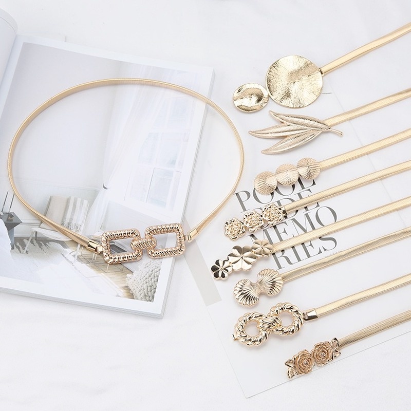 Golden Belts for Women Designer Elastic Elegant Girl Stretch Skinny ...