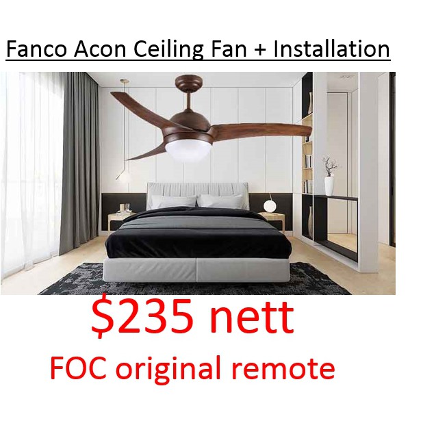 [FREE Installation] Fanco Acon Ceiling Fan + Light Kit + Remote ...
