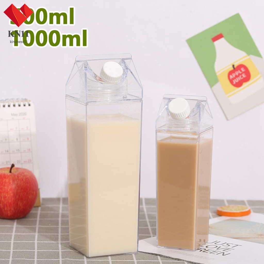 500Ml/1000Ml Clear Milk Carton Water Bottle Leak-proof Milk Box Water ...