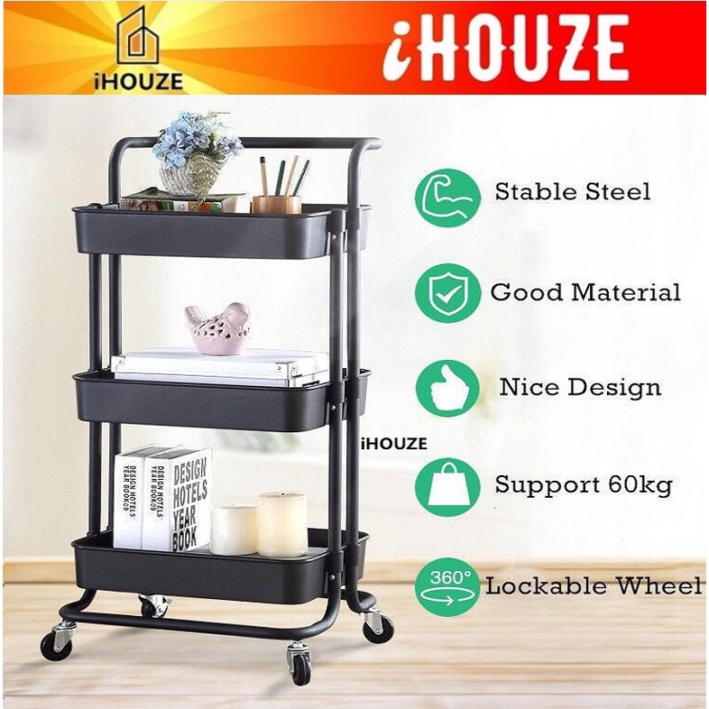 [ SG Ready Stock] 6 COLOR -Multi-Purpose Storage Push Cart Trolley ...