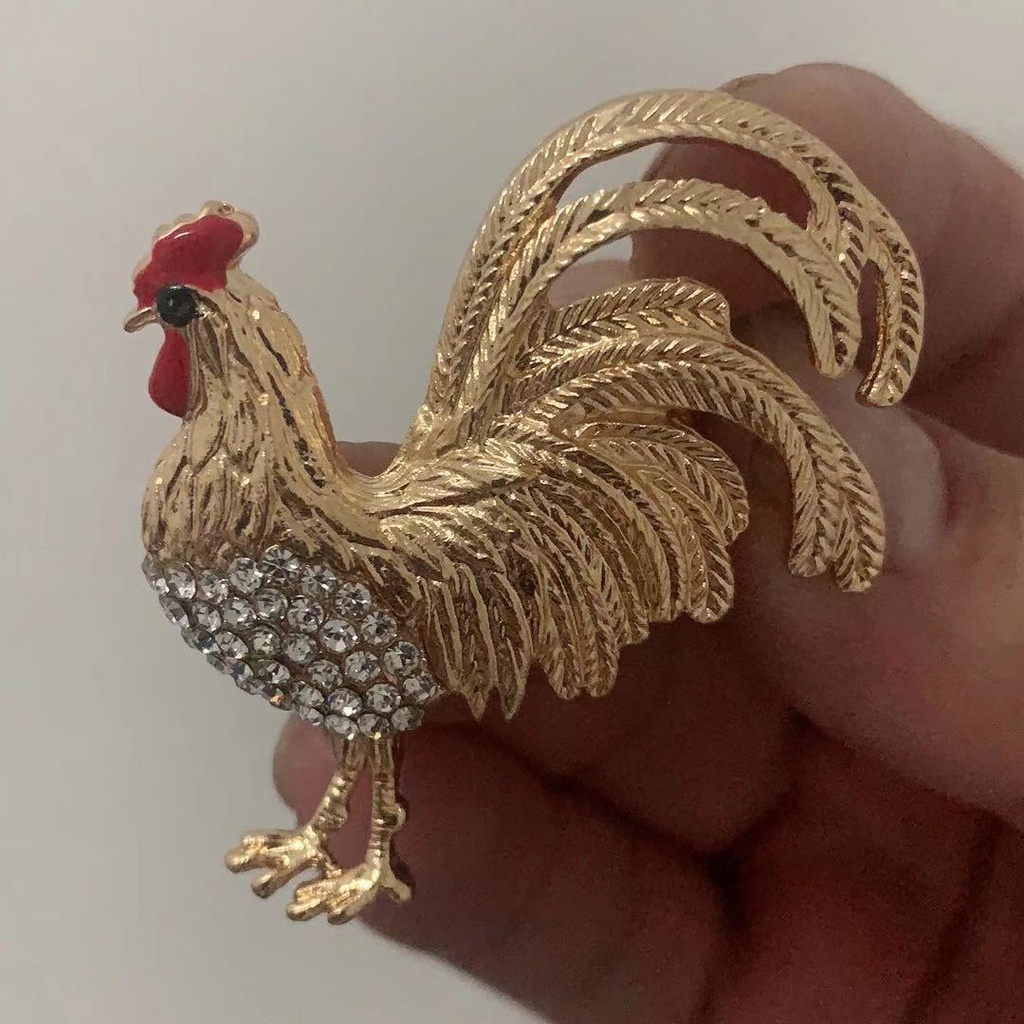 Funny colorful rooster brooch men women party costume accessories cute ...