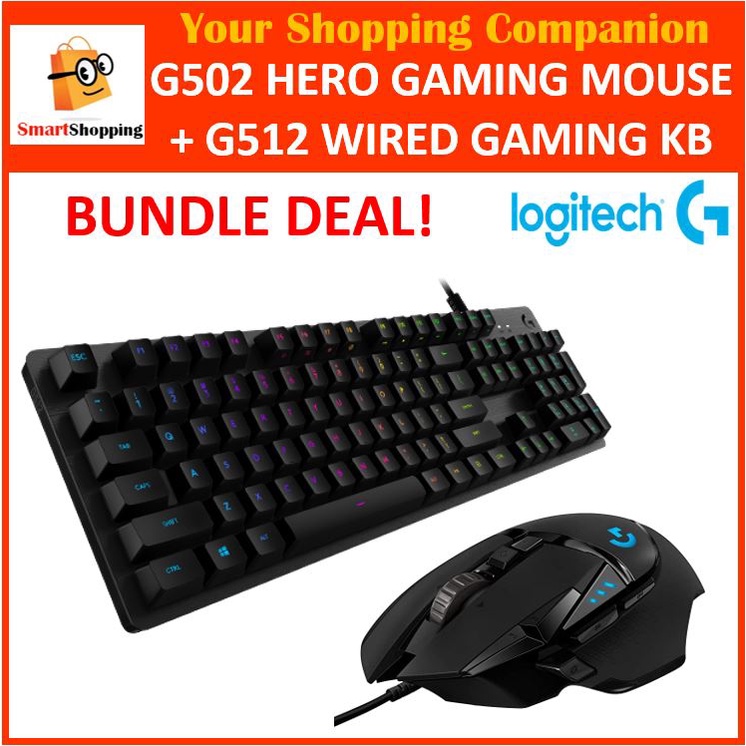 Logitech Bundle G502 Hero Wired Gaming Mouse G512 Wired RGB Gaming ...