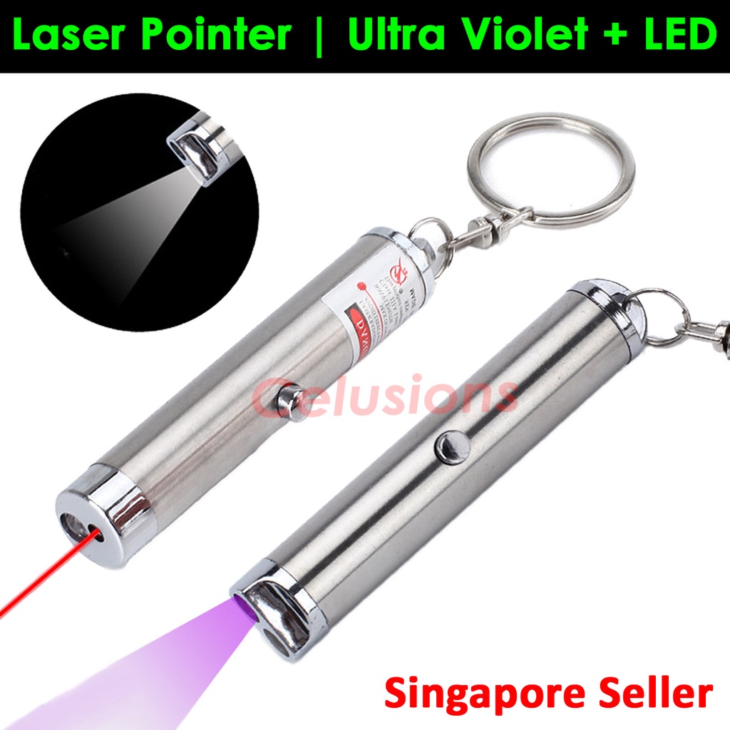 【SG Seller】 ️Laser Pointer UV Ultra Violet Pen Key Chain LED Light ...